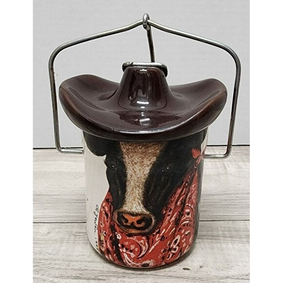 Kitchen | Accents | 99s Vintage Cowboy Cow Ceramic Crock Canister Jar ...